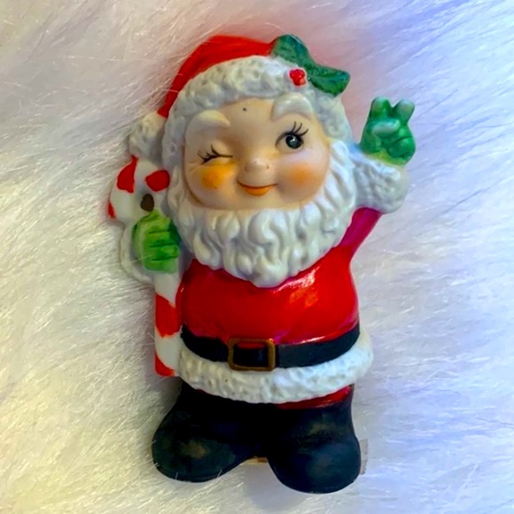 Vintage | Holiday | Vintage 6s Winking Santa Candy Cane Giving Peace ...